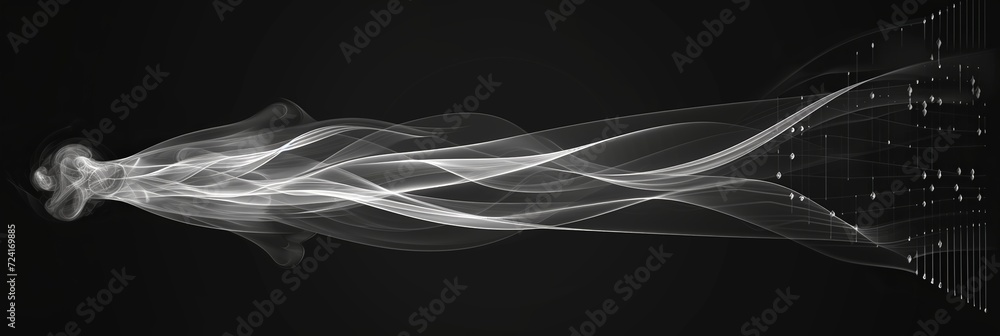 Fast flowing air jet shown as a technical diagram of fluid dynamics ...