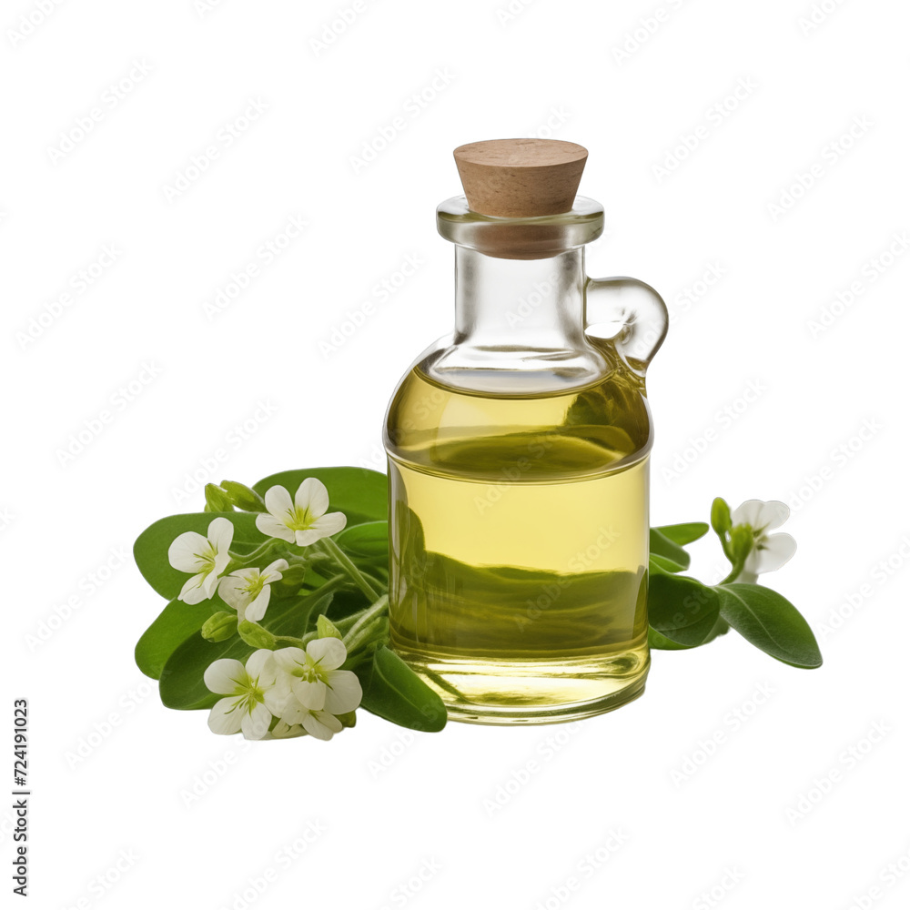 fresh raw organic sea rocket oil in glass bowl png isolated on white ...