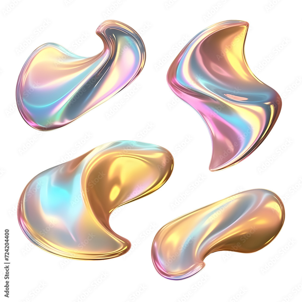 Glass liquid bubble precious golden metal drops. Chrome Y2K melted ...