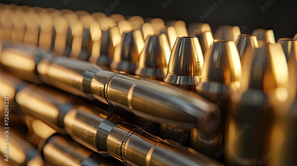 an army ammunition stack composed of green crates, meticulously ...