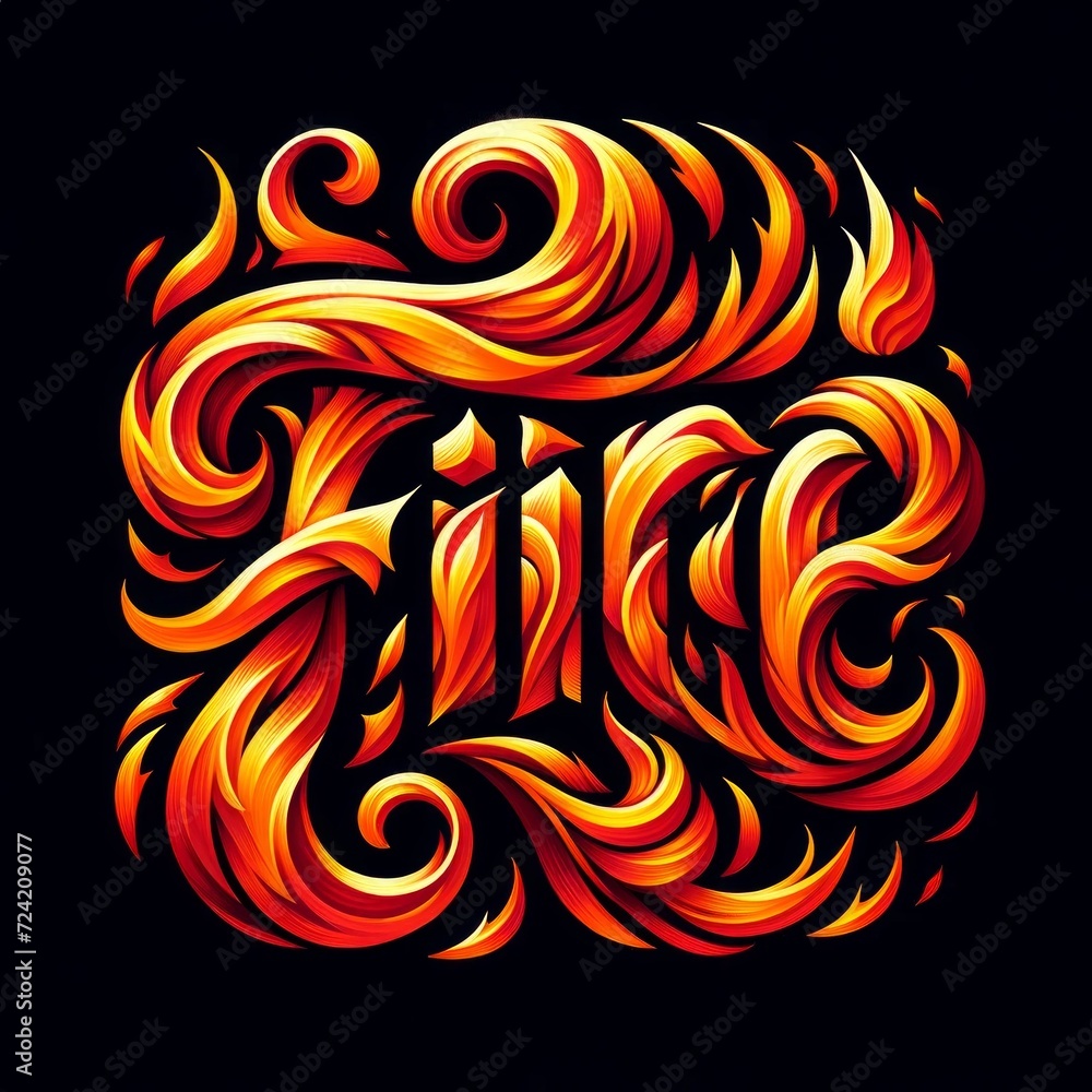 The word 'fire' artistically designed with each letter resembling ...