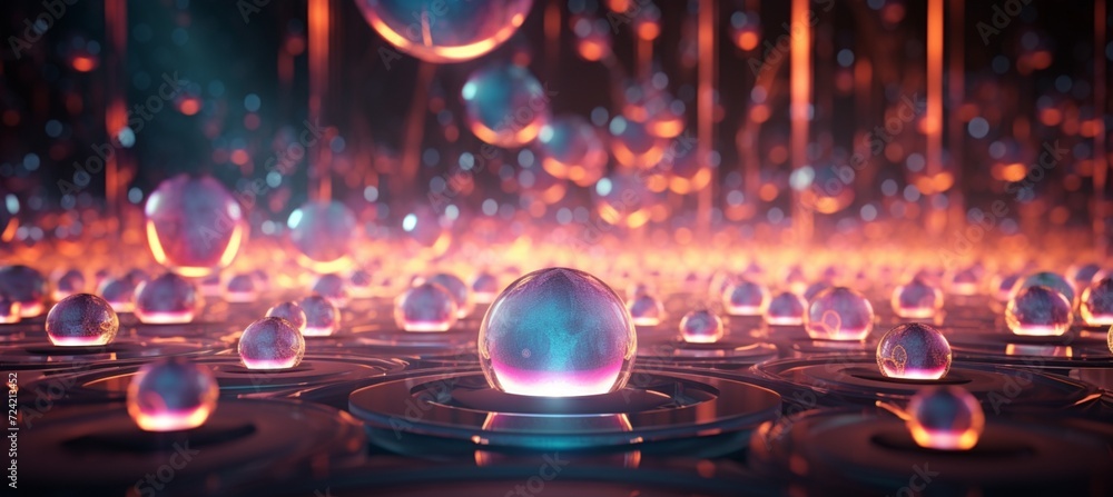 Glowing Orb Ballet: Mesmerizing Luminous Spheres Cascading Through an ...