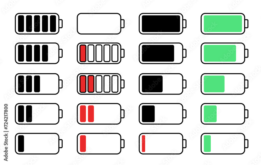 Simple battery outline icon. Line with editable live stroke. Vector ...