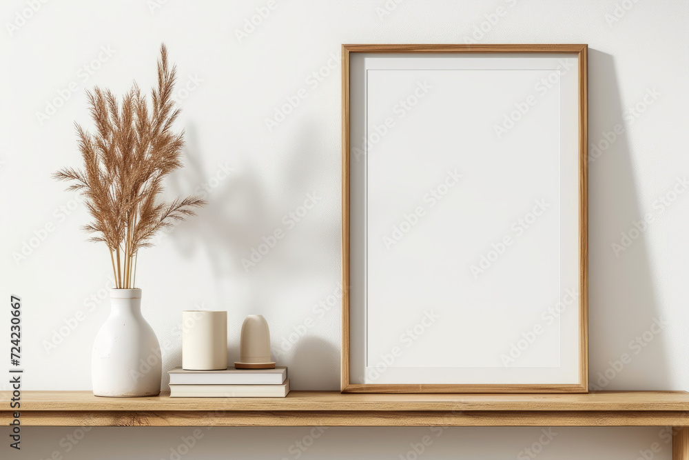 Essential aesthetics come to life: A square empty mock-up poster frame ...
