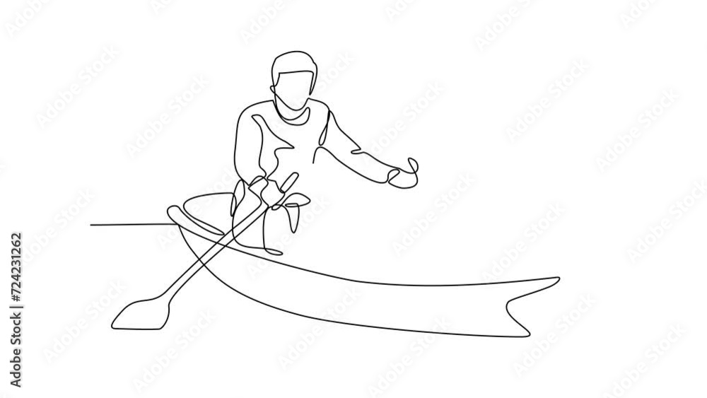 Animated self drawing of a couple is rowing on a lake video ...