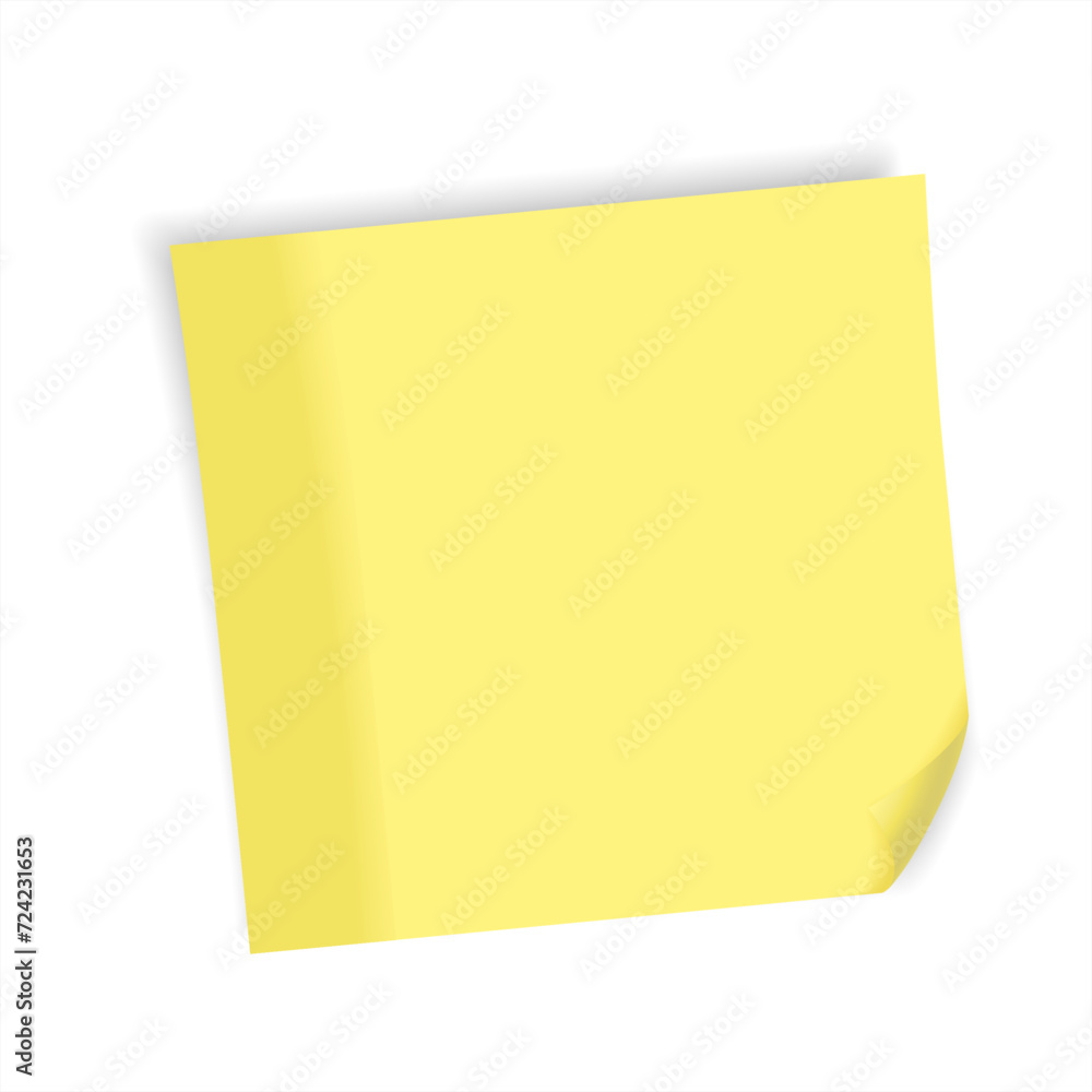 Post note paper sheet isolated on white background. Square yellow ...