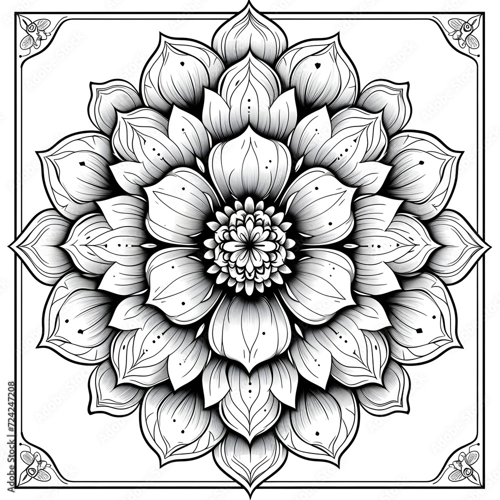 Exquisite Floral Mandala Coloring Pages: Intricate and Relaxing Flower ...