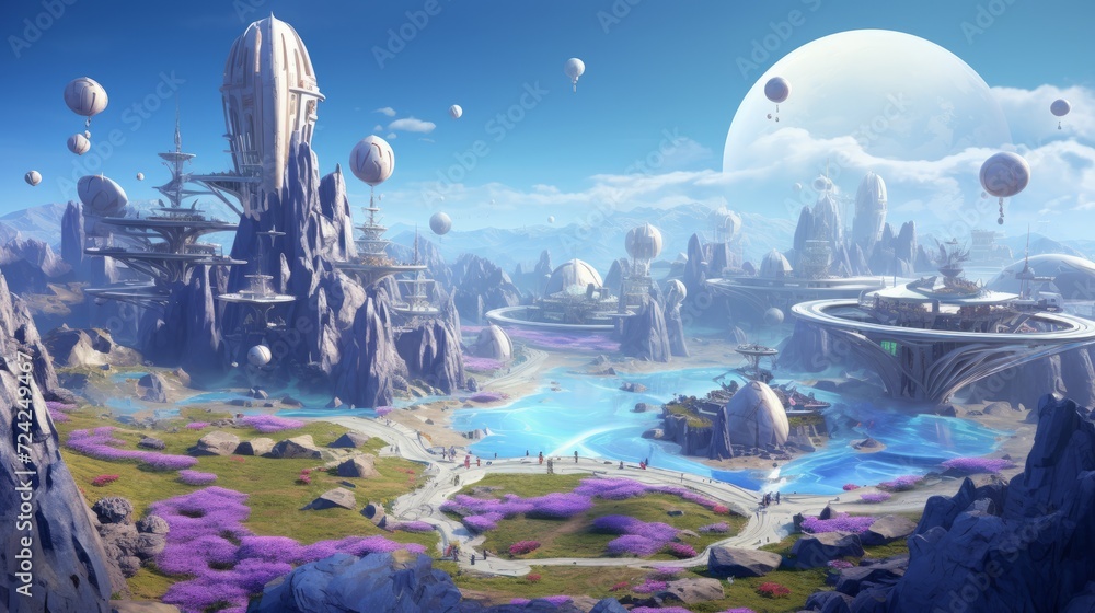 cute 3d starbase isometric on a beautiful planet Stock Illustration ...