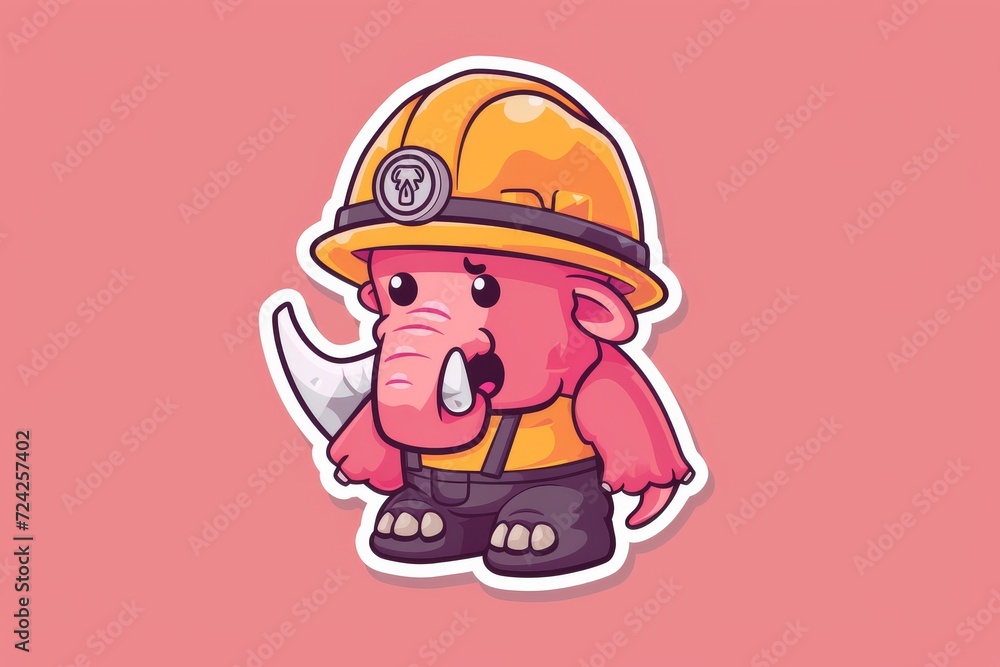 An adorable cartoon elephant donning a hard hat and firefighter gear ...