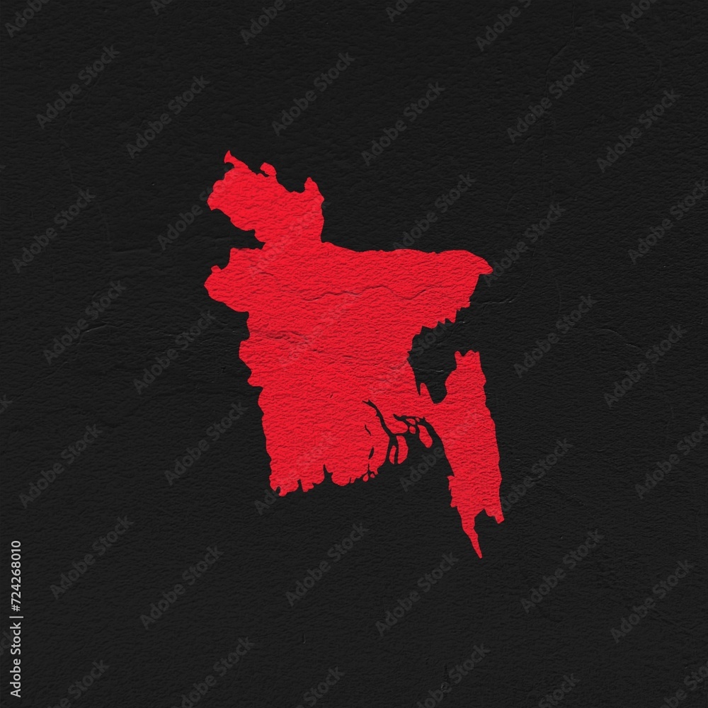 Bangladesh red map on isolated black textured background. High quality ...