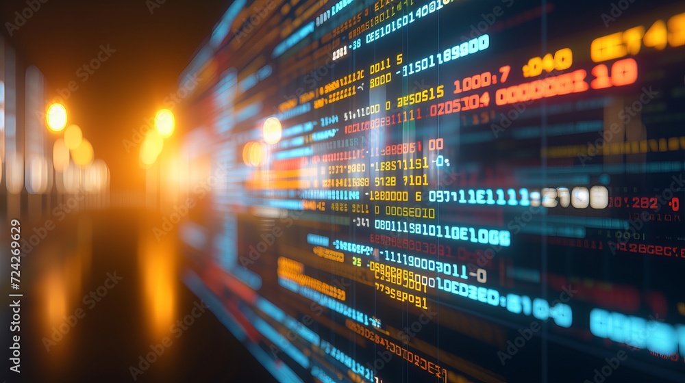 Complex algorithm graph hologram dynamic and dramatic data analysis in business copy space Stock ...