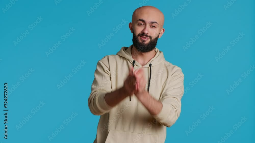 Lovely sweet person blowing air kisses on camera, dping romantic ...
