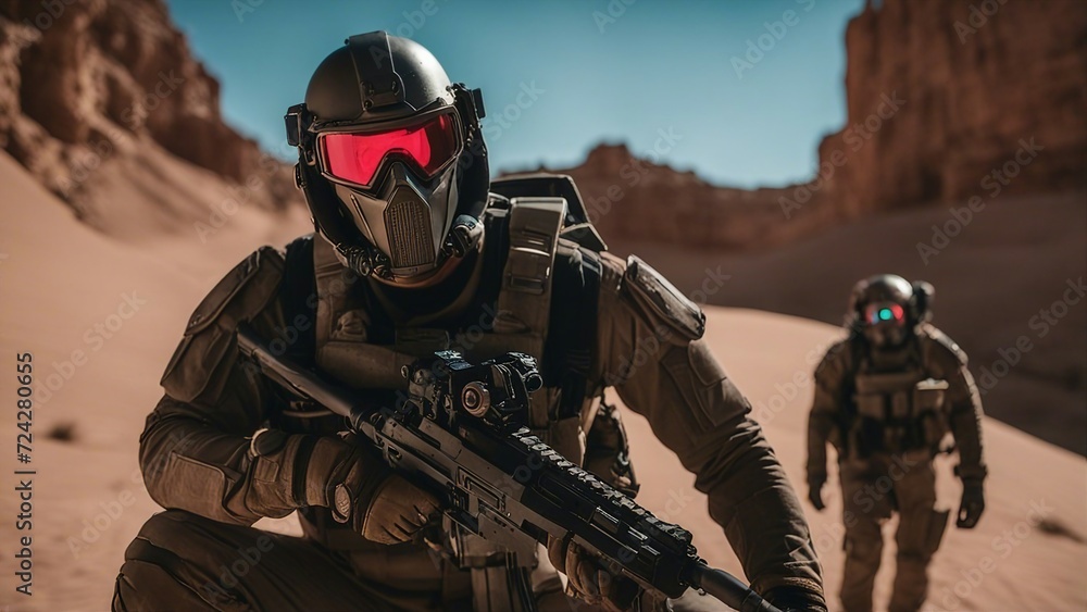 soldier in camouflage A sci fi story where a soldier has a mask that ...