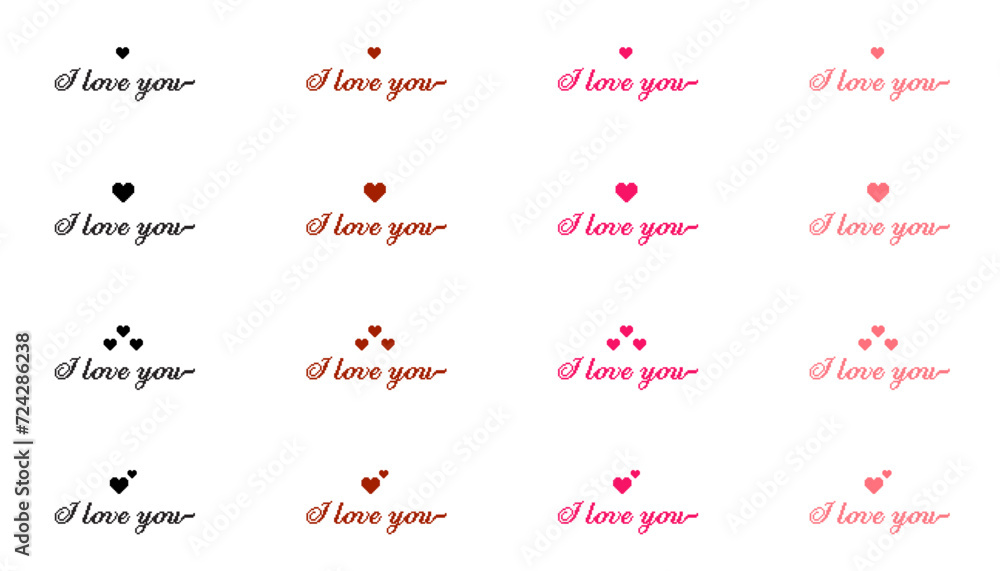 Valentines day background with pixel art hearts and cursive type ...