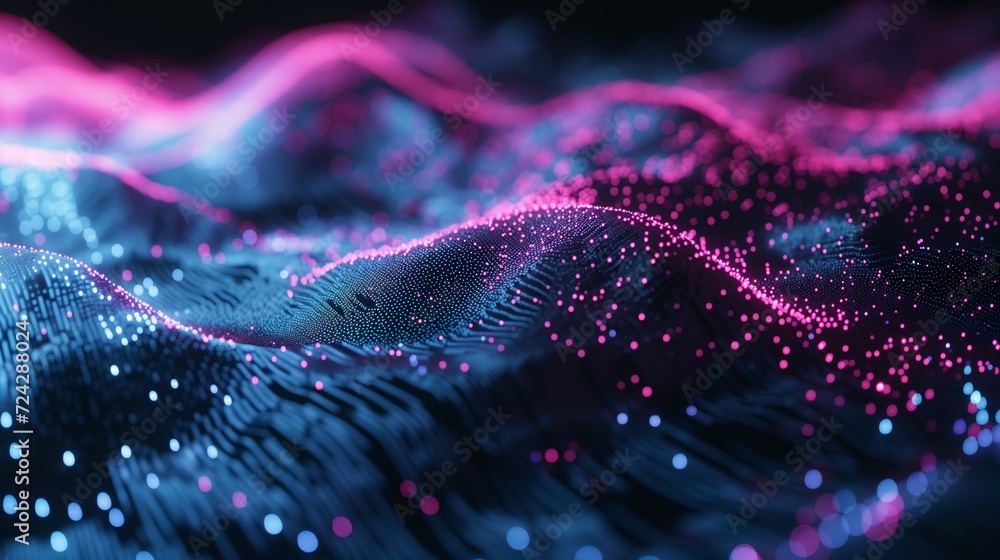 Abstract data nodes depicting data flow, in dark shades with accents of ...