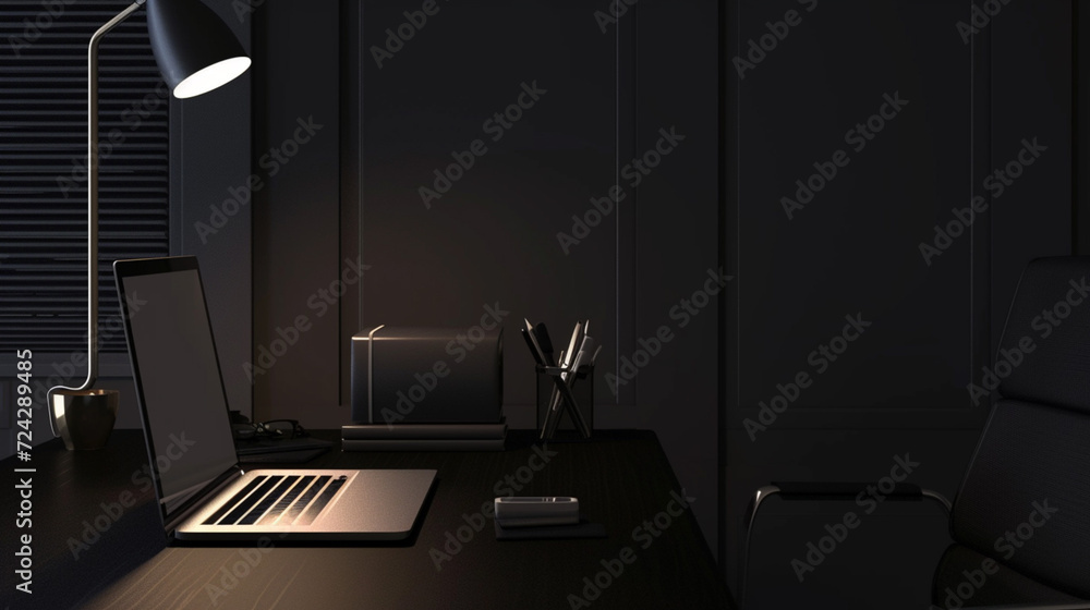 Desk background with blank computer screen. Workspace with mockup blank ...