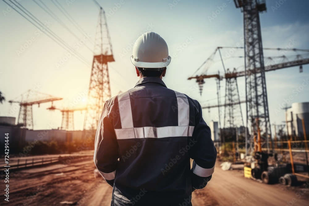 Engineer, Architect working on construction site with building ...