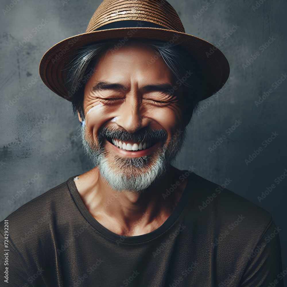 Portrait of a Minimal Confident Handsome Middle-Aged Older Adult Happy ...