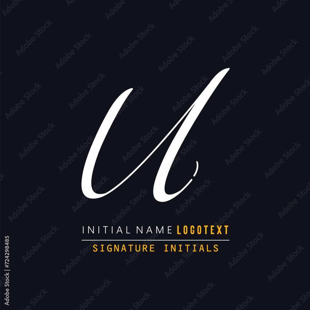 U Letter Signature Logo - Initial Alphabet for U - Hand Drawn U Logo ...