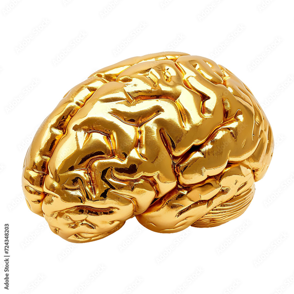 gold brain, isolated PNG object Stock Photo | Adobe Stock