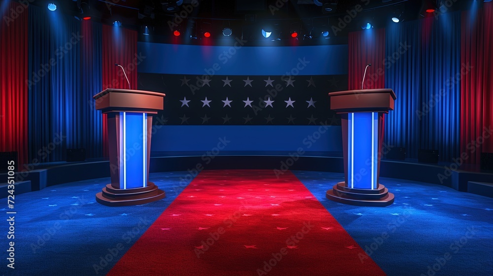 Political debate stage featuring republican, democratic, and third ...
