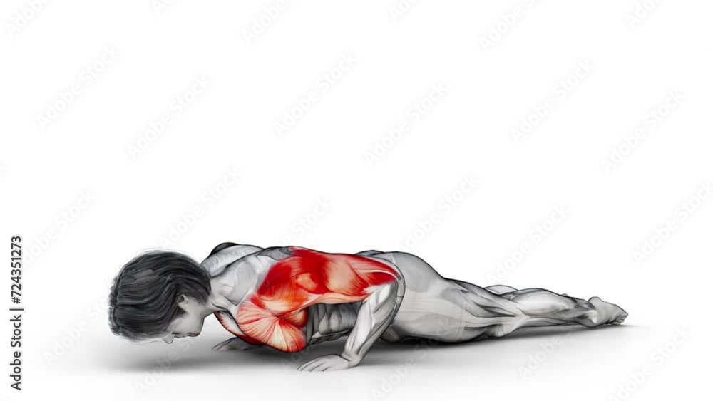 Kneeling Shoulder Tap Push-up-3D (894)- Anatomy of fitness and ...