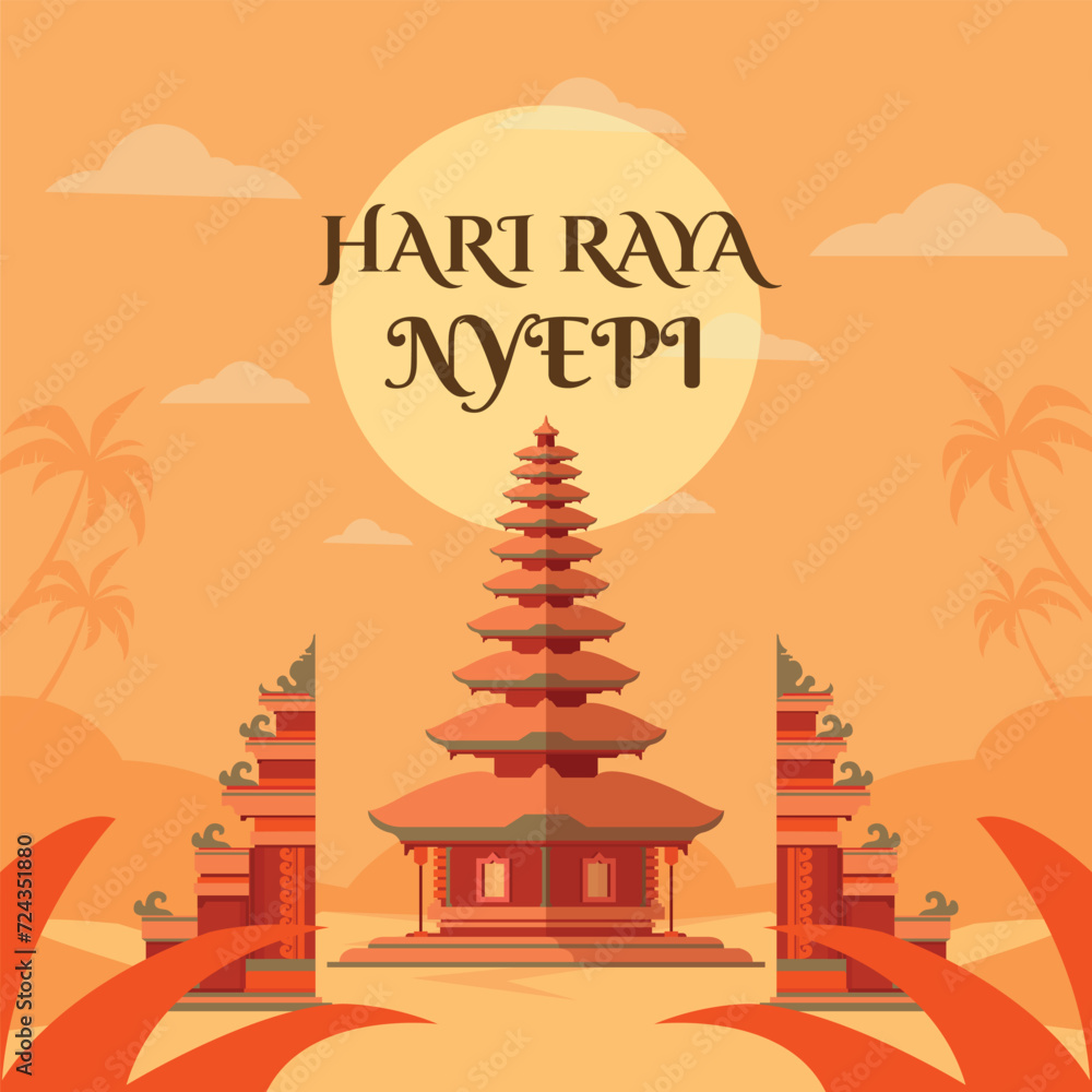 Balinese Nyepi Day and Hindu New Year. Nyepi day illustration suitable ...