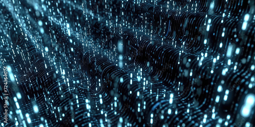 Blur Binary Data With Dots And Lines Depth Of Field Effect Applied Concept For Big Data Deep