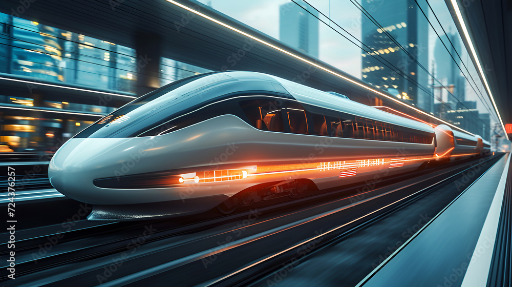 futuristic bullet train or hyperloop ultrasonic train cabsul with full ...