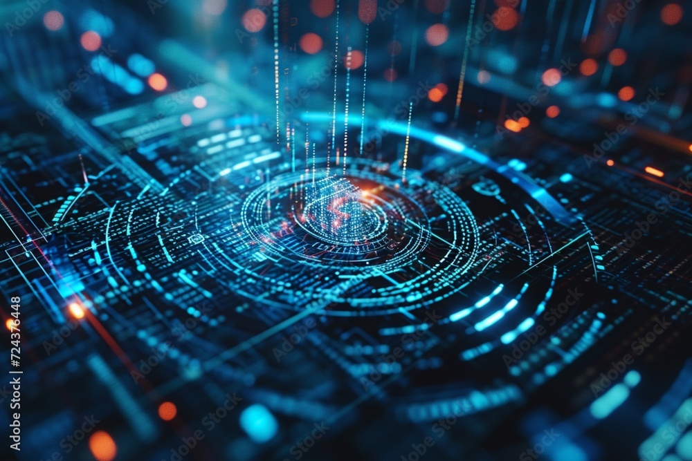 2FA login concept with cybersecurity elements in a high-definition ...