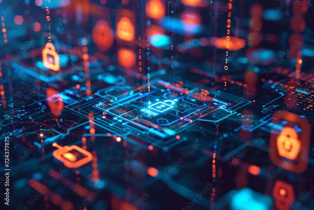 Advanced 2FA secure login interface with cybersecurity symbols ...