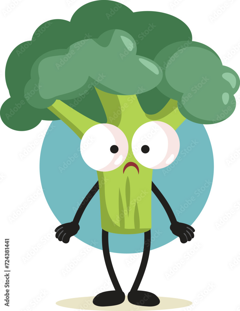 Sad Broccoli Character Feeling Sorrowful Vector Cartoon Mascot. Unhappy ...