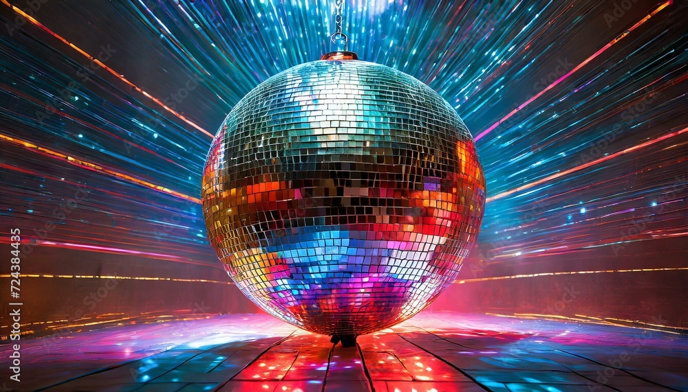 disco ball, vibrant and energetic graphic featuring a disco ball in ...