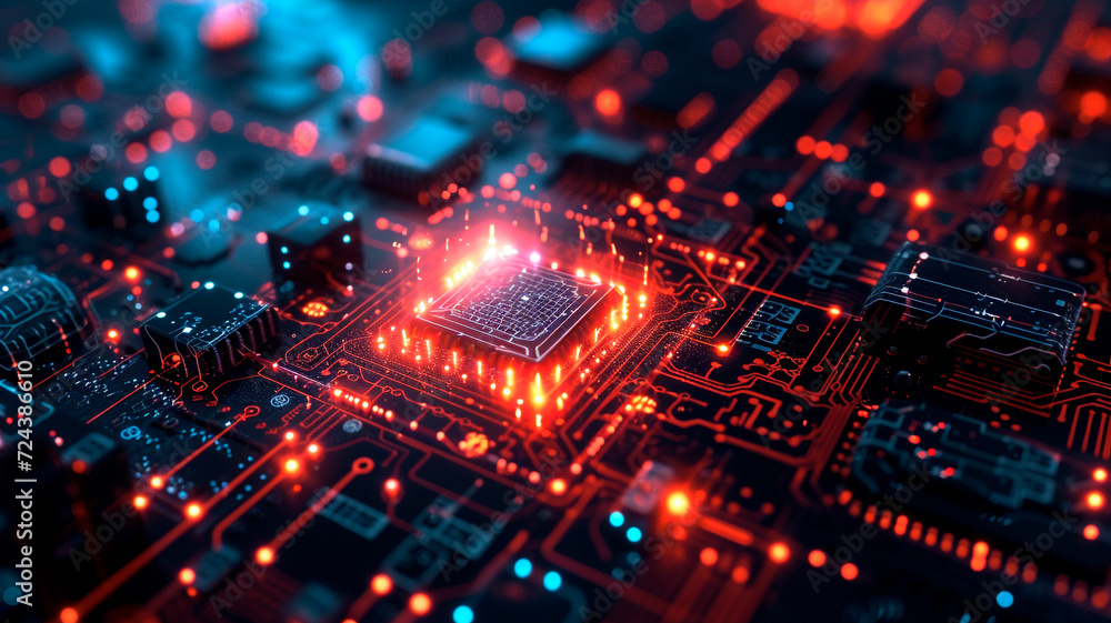Depicting quantum computing. close-up illustration of a quantum ...