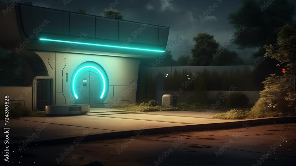 A Security Post and Portal in a Housing Complex. Cartoon or anime ...