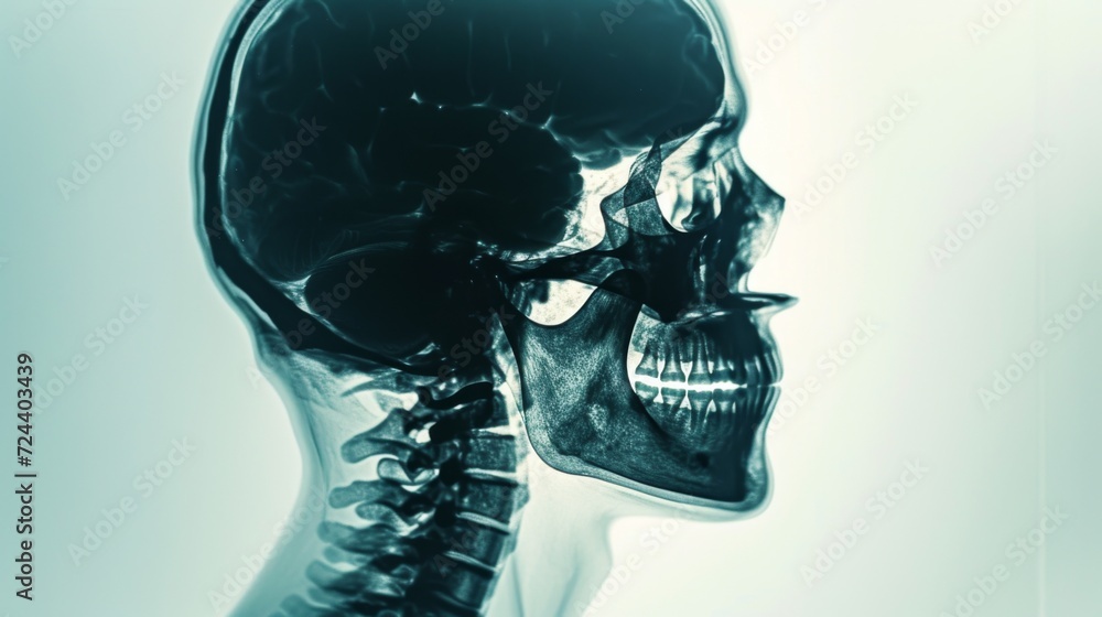 X-ray of the human head and brain. Neurological picture Stock ...