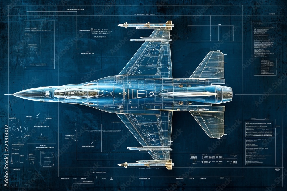 General Dynamics F-16 Fighting Falcon blueprint Stock Illustration ...