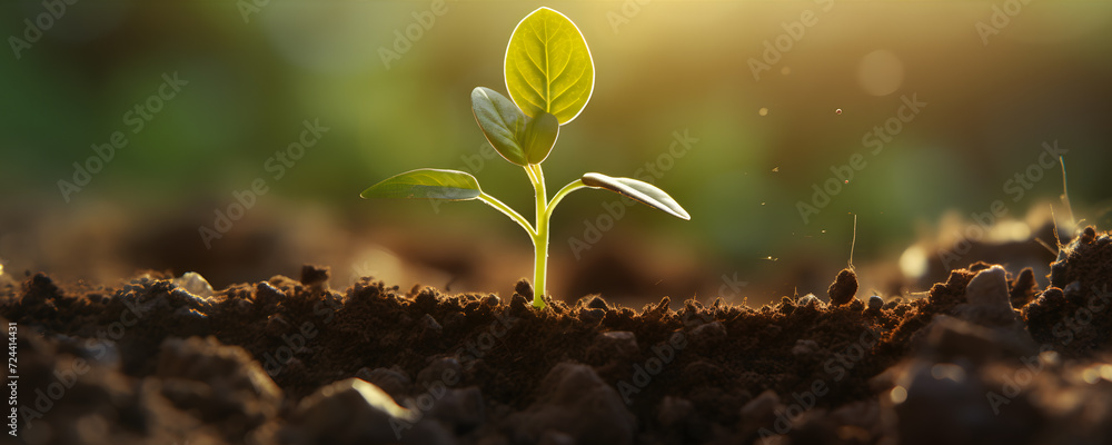 Growing plant morning light background seed growing background plant ...