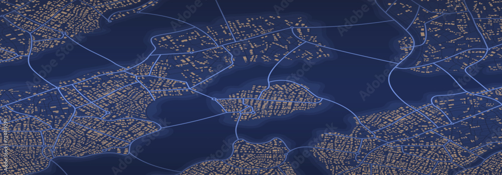 Abstract isometric navigation plan of urban area. Generic city map with ...