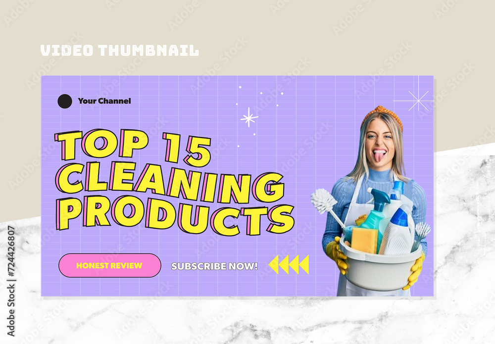 Yellow and Pink Youtube Thumbnail Stock Template | Adobe Stock