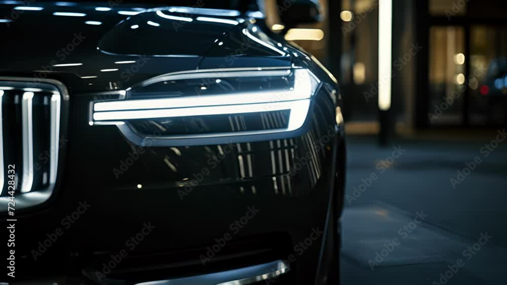 A closeup of a luxury SUVs front grille with elegant and subtle white ...