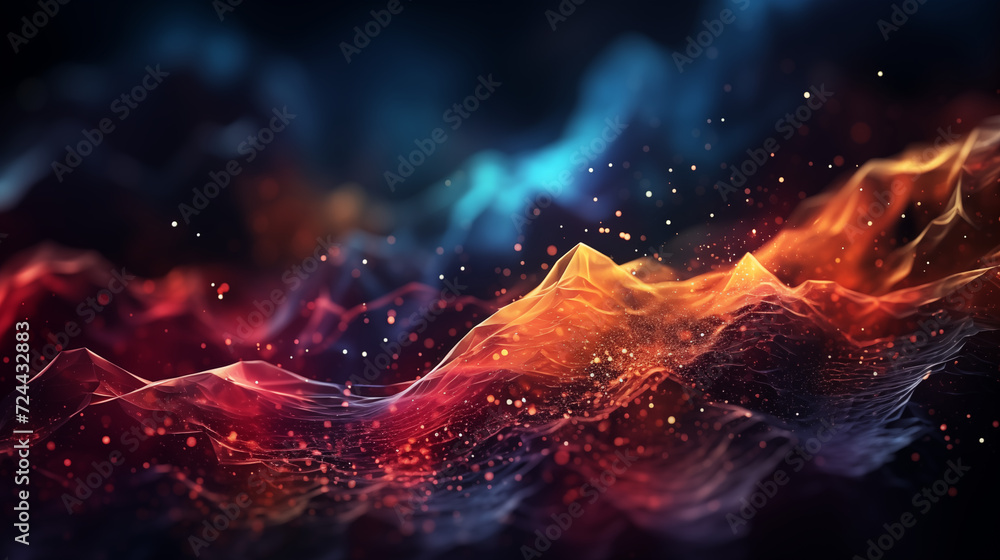 Abstract visual effects, colorful light and shadow and particles ...