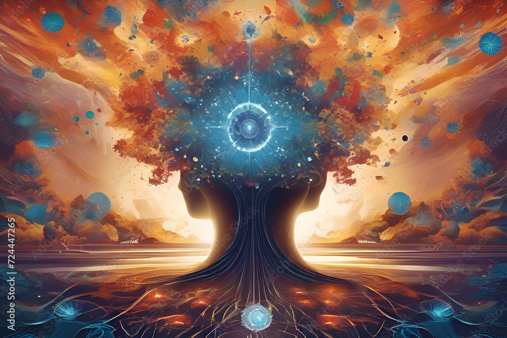 illustration of annual collective mind concept art, exploding mind ...