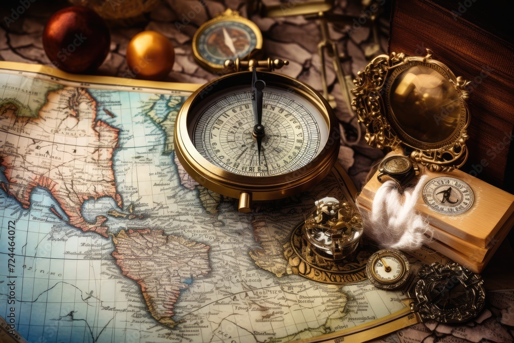 An interactive map featuring a compass and various tools to aid in ...