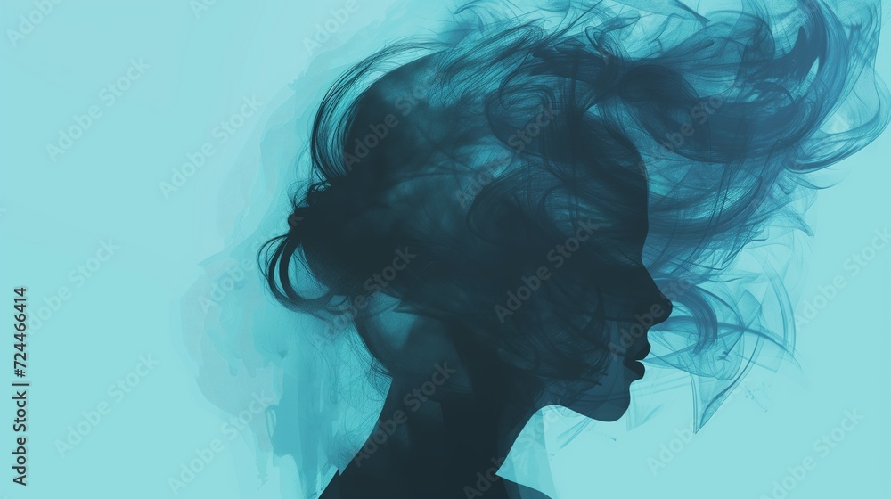 ภาพประกอบสต็อก Mental Health Awareness, exhausted, depressed female ...