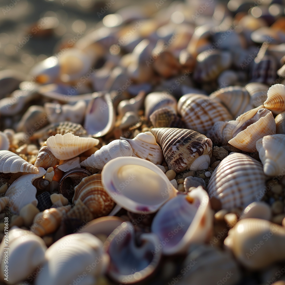 A diverse collection of invertebrate shells, including bivalves like ...