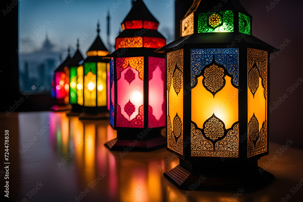 Modern colorful lanterns designs for Islamic holidays and occasions ...