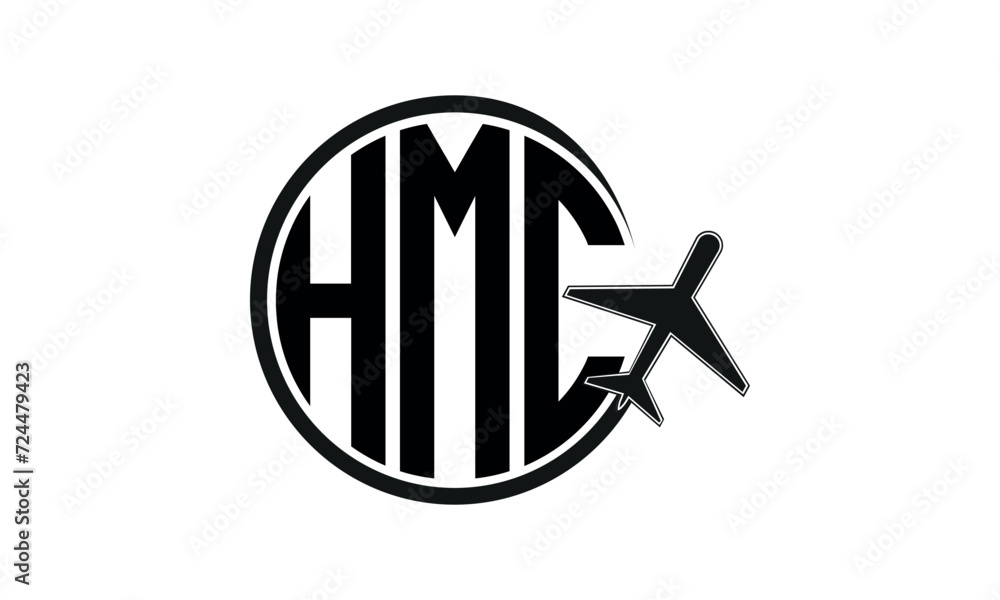 HMC three initial letter circle tour & travel agency logo design vector ...