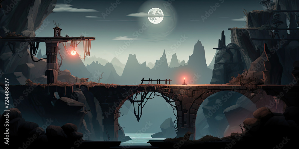 Vintage retro video game level design background, old school graphics ...