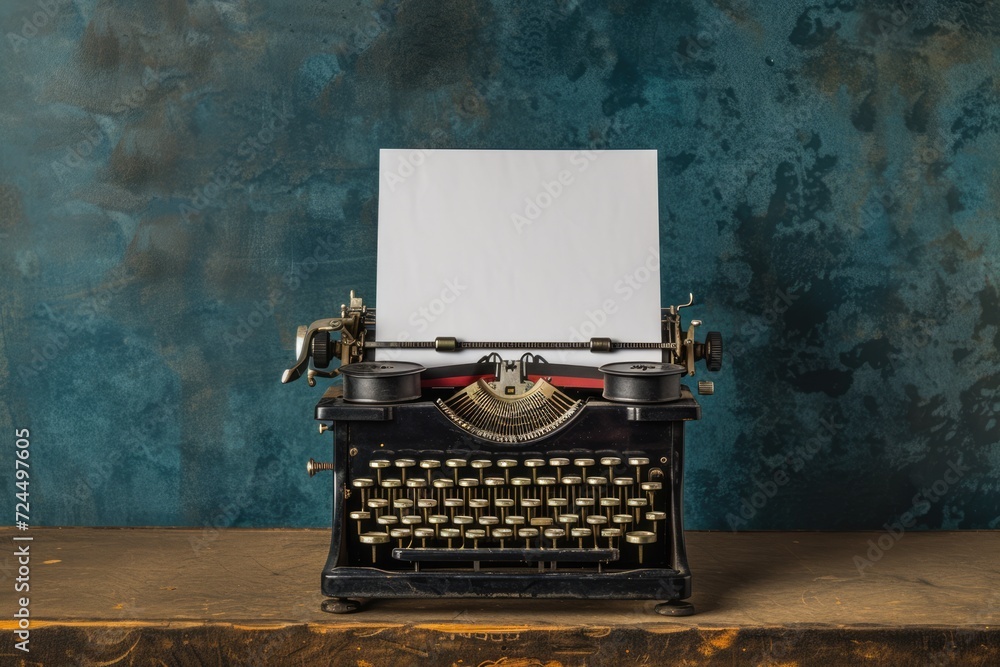 Generative AI, Vintage typewriter with old paper, blank paper mockup ...